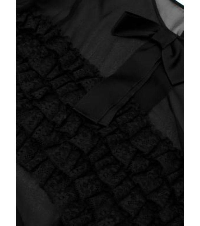 Dolce and Gabbana Lace Ruffle Panel Sheer Black Shirt For Sale at 1stDibs