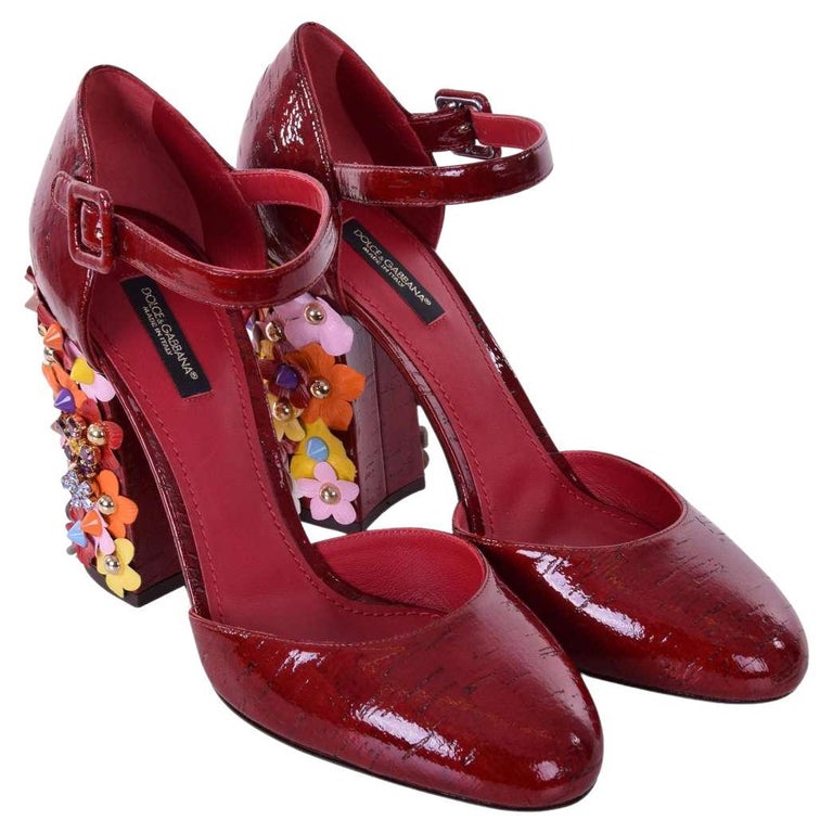 Dolce and Gabbana - Lacquered Cork Pumps VALLY Red For Sale at 1stDibs