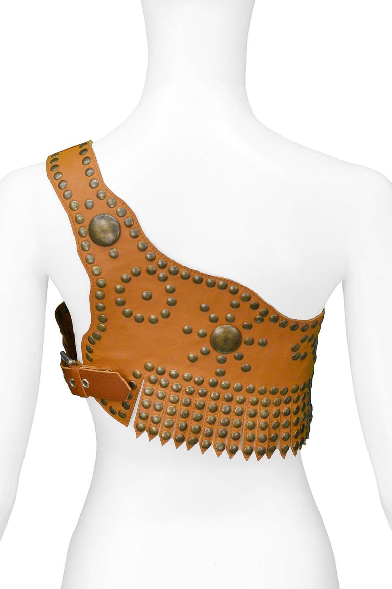 Dolce and Gabbana Leather Studded One Shoulder Bra Top 2003 For Sale at ...