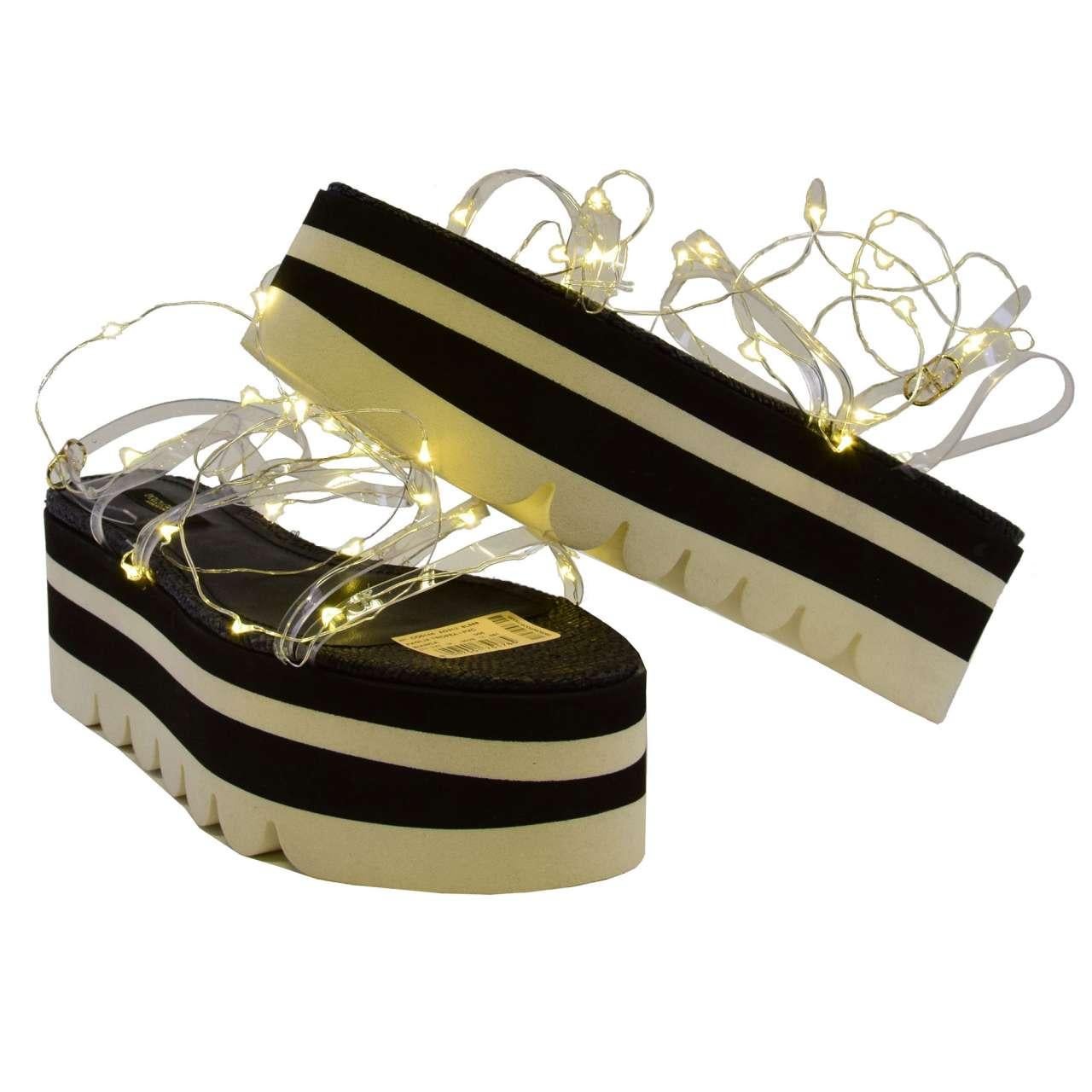 Dolce and Gabbana - LED Plateau Sandals BIANCA Black White 40 For Sale ...