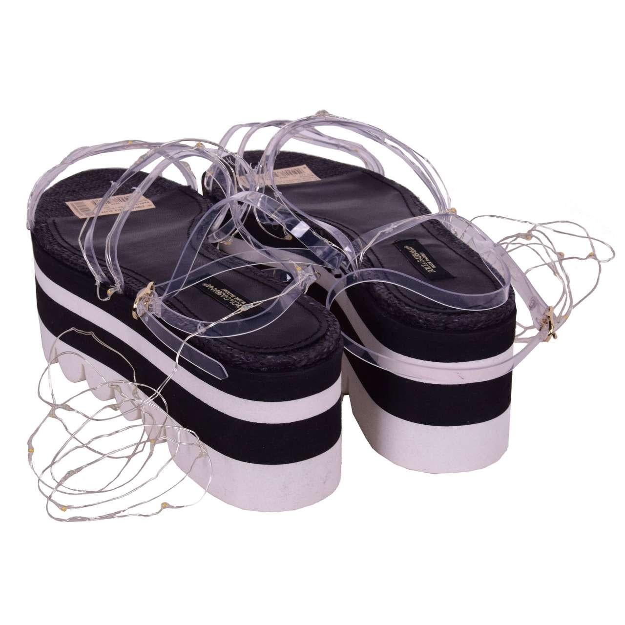 Dolce and Gabbana - LED Plateau Sandals BIANCA Black White 40 For Sale ...