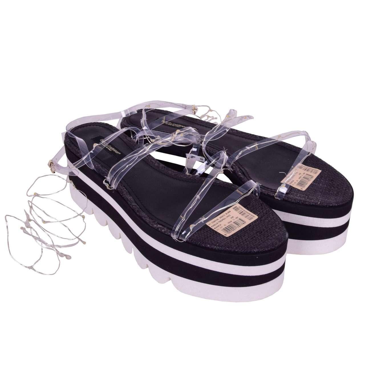 Dolce and Gabbana - LED Plateau Sandals BIANCA Black White 40 For Sale ...