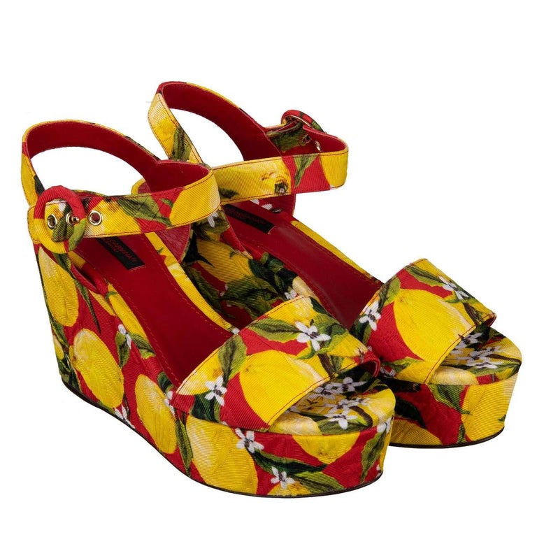 Dolce and Gabbana - Lemon Plateau Sandals BIANCA Red For Sale at 1stDibs