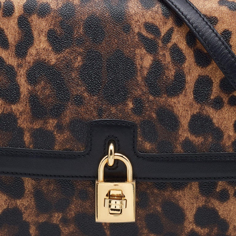 Dolce and Gabbana Leopard Print Coated Canvas and Leather Padlock Top ...