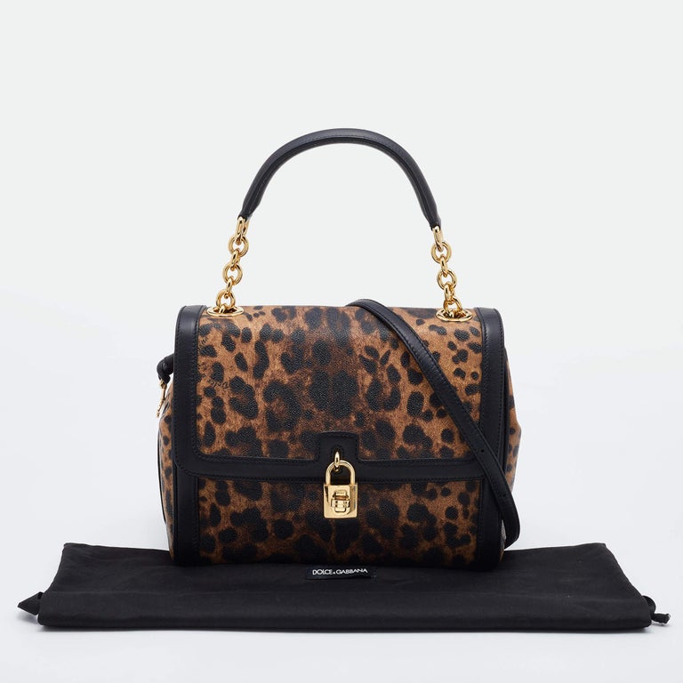Dolce and Gabbana Leopard Print Coated Canvas and Leather Padlock Top ...