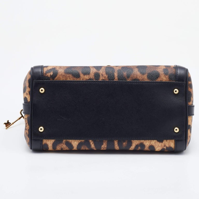 Dolce and Gabbana Leopard Print Coated Canvas and Leather Padlock Top ...