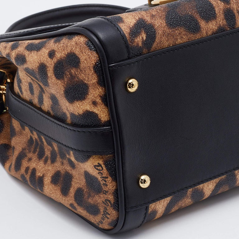 Dolce and Gabbana Leopard Print Coated Canvas and Leather Padlock Top ...