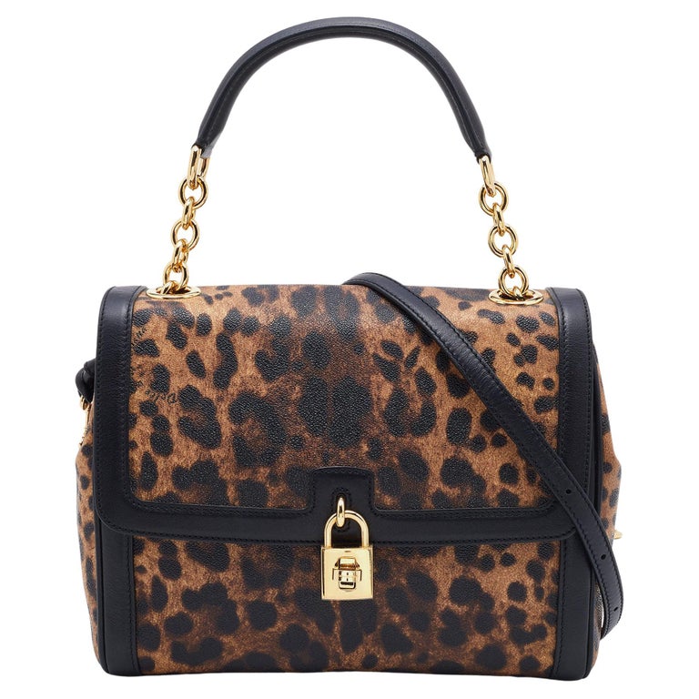 Dolce and Gabbana Leopard Print Coated Canvas and Leather Padlock Top ...