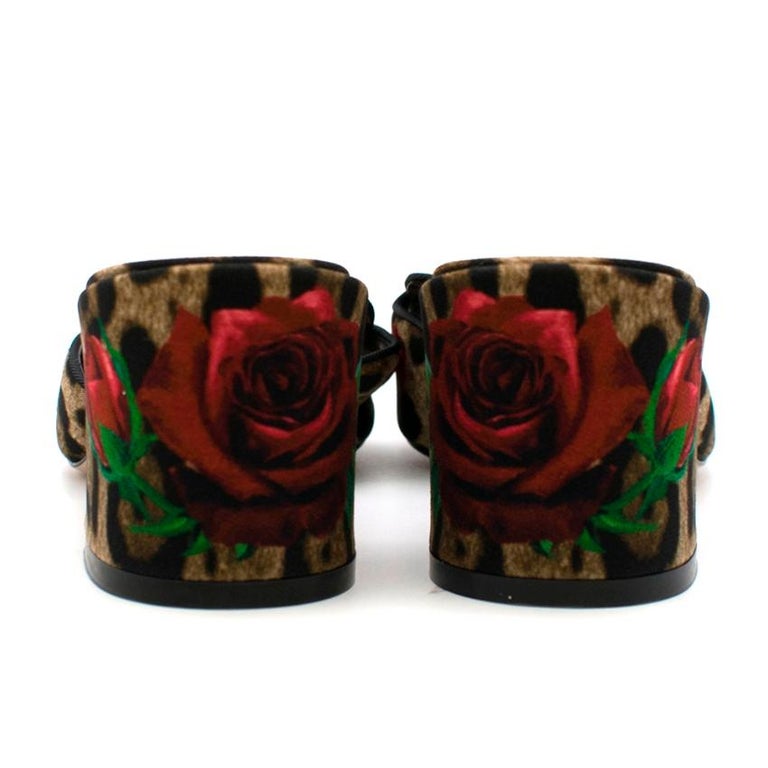 Dolce and Gabbana Leopard Print Crystal Embellished Mules 39.5 at 1stDibs