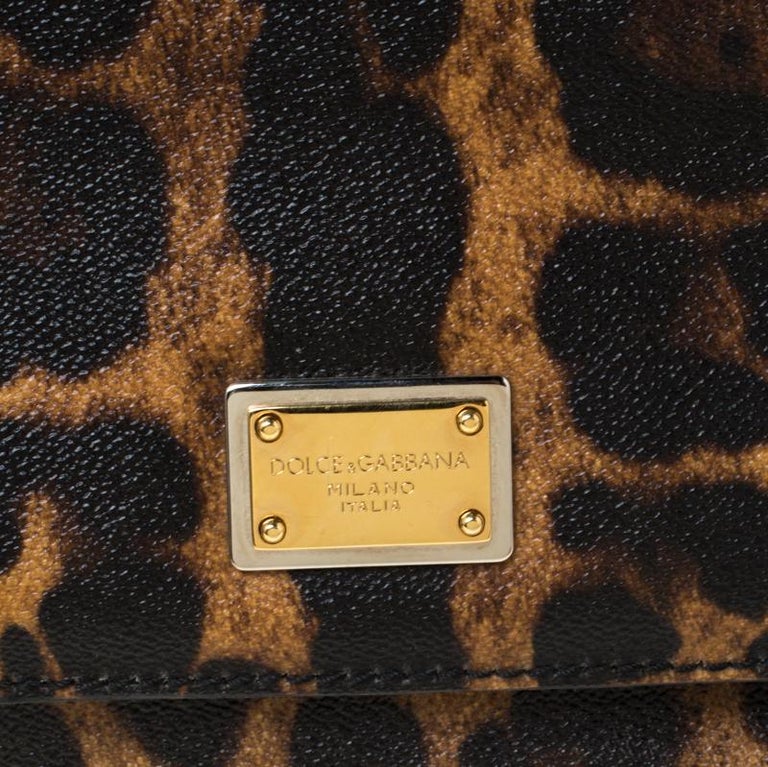 Dolce And Gabbana Leopard Print Leather Medium Miss Sicily Top Handle