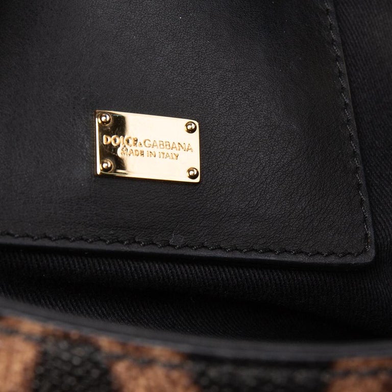 Dolce And Gabbana Leopard Print Leather Medium Miss Sicily Top Handle