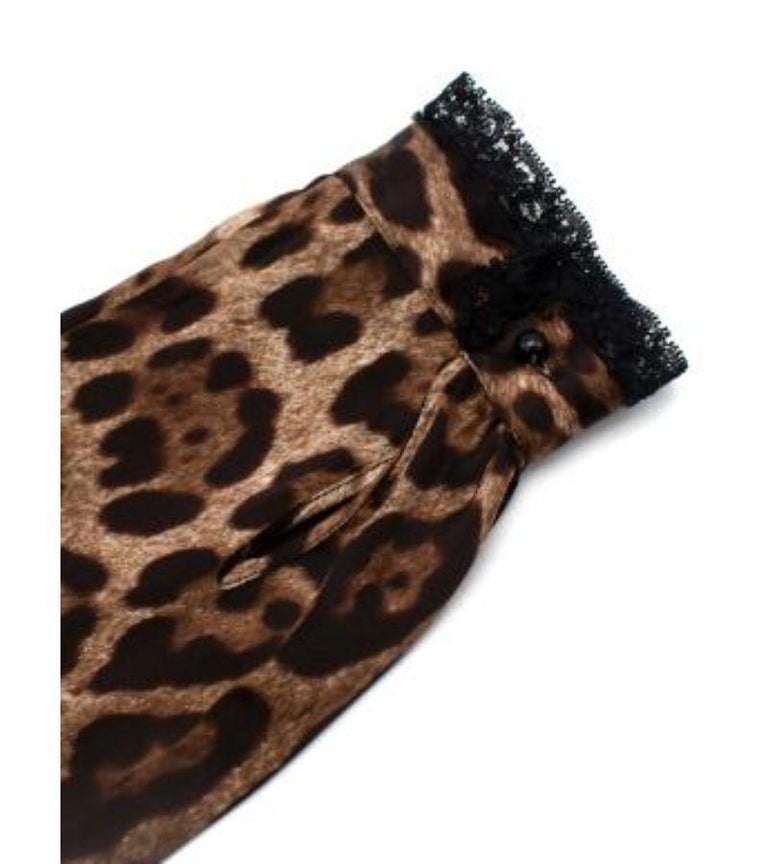 Dolce and Gabbana Leopard Print Silk-Bend Lace-Trimmed Blouse For Sale ...