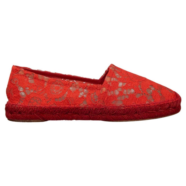 Dolce and Gabbana - Light Floral Lace Espadrilles Red 36 For Sale at ...