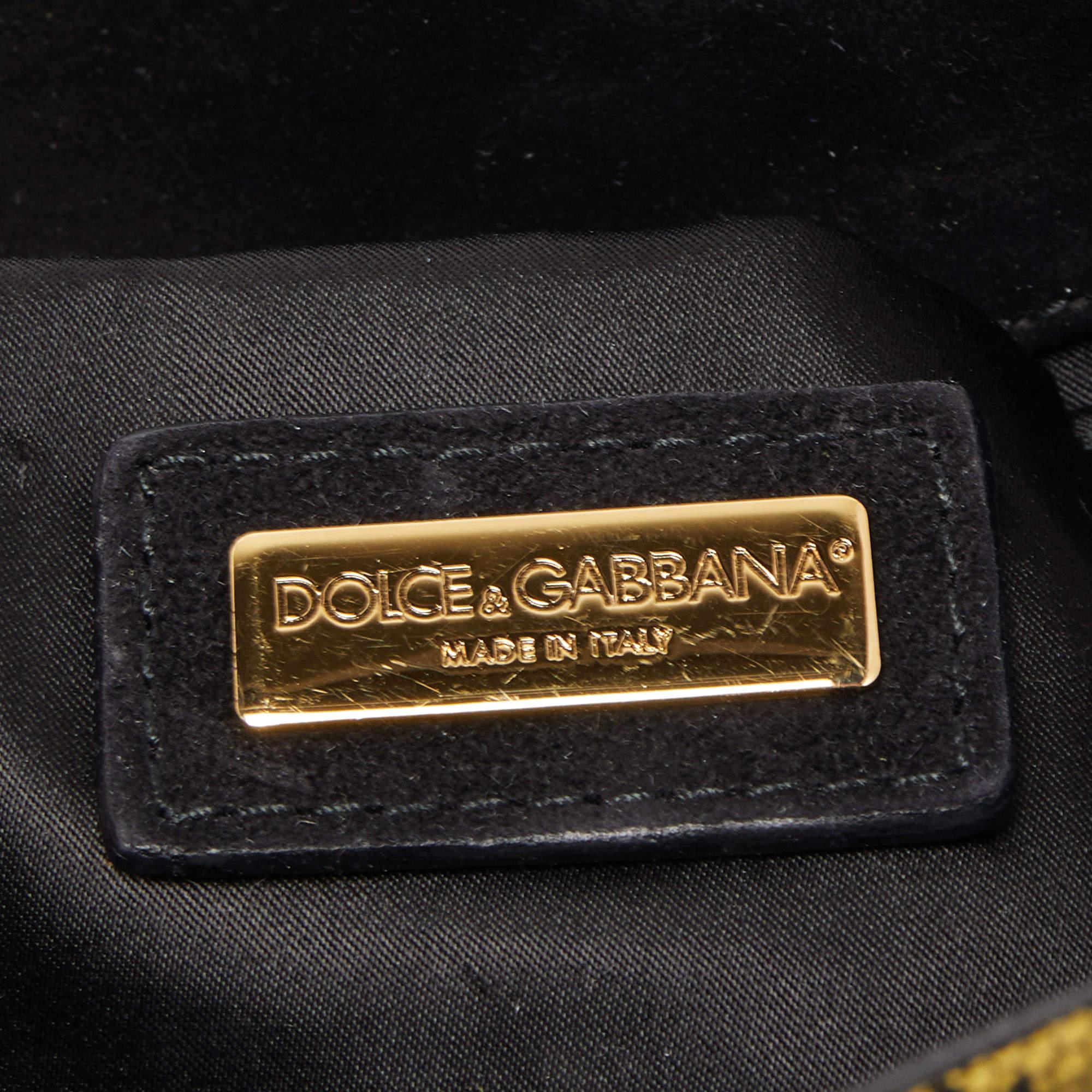 Dolce and Gabbana Lime/Black Lace and Suede Miss Charles Shoulder Bag ...