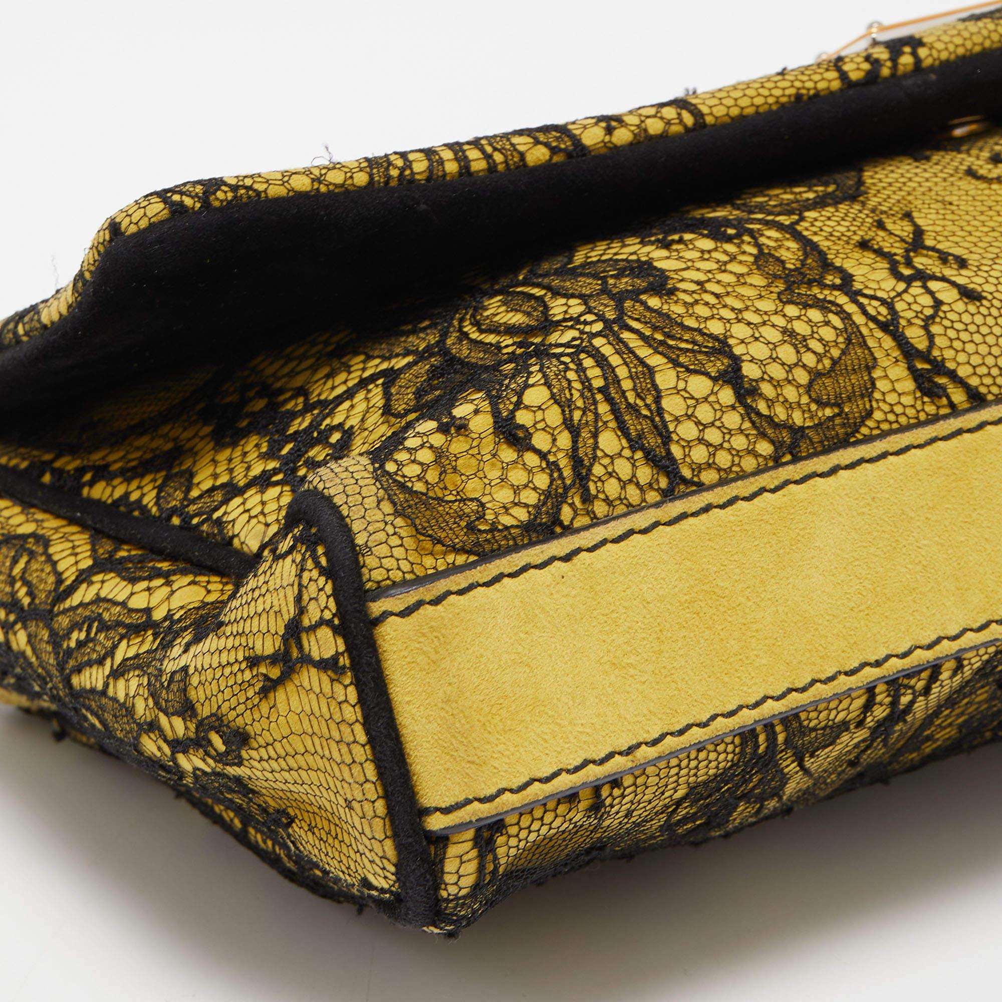 Dolce and Gabbana Lime/Black Lace and Suede Miss Charles Shoulder Bag ...