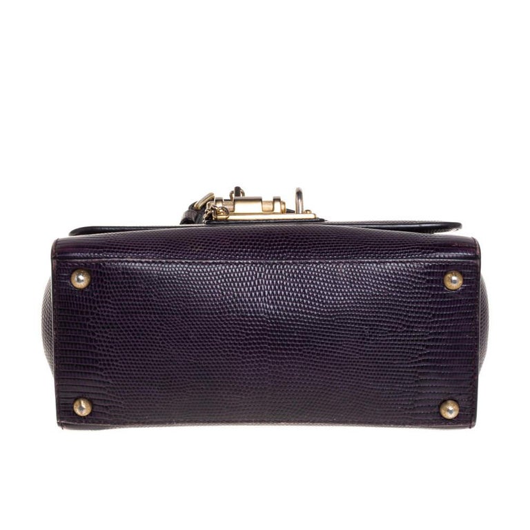 Dolce and Gabbana Lizard Embossed Leather Small Miss Monica Top Handle ...