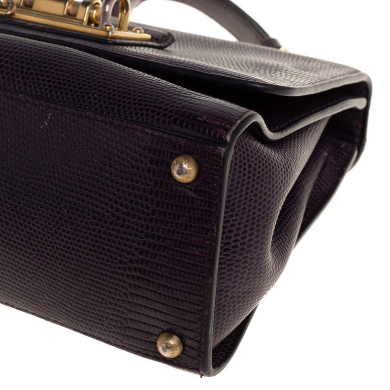 Dolce and Gabbana Lizard Embossed Leather Small Miss Monica Top Handle ...