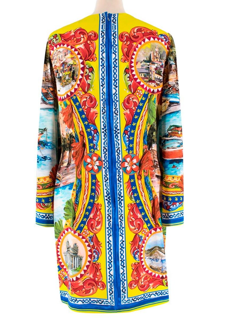 Dolce and Gabbana Long Sleeve Embellished Postcard Dress - Size US 8 at ...