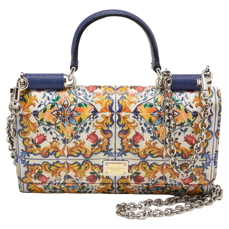 Dolce and Gabbana Majolica Print Leather Miss Sicily Von Wallet On ...