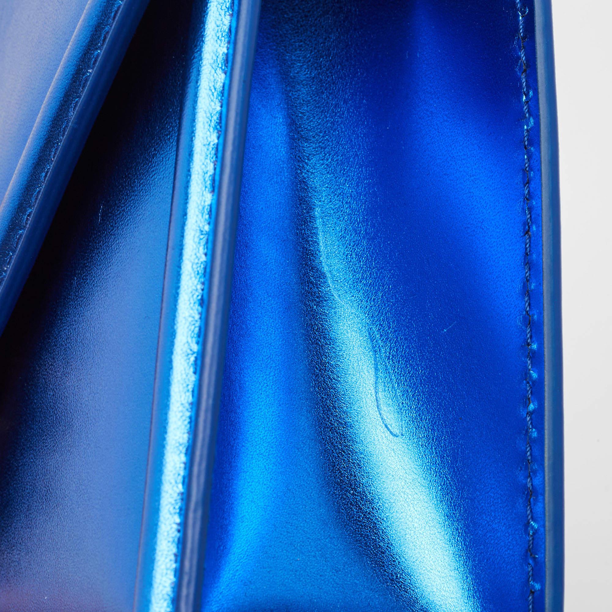 Dolce and Gabbana Metallic Blue Leather Small Devotion Top Handle Bag ...