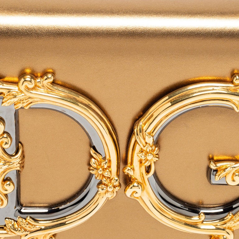 Dolce and Gabbana Metallic Gold Leather DG Girls Shoulder Bag For Sale ...