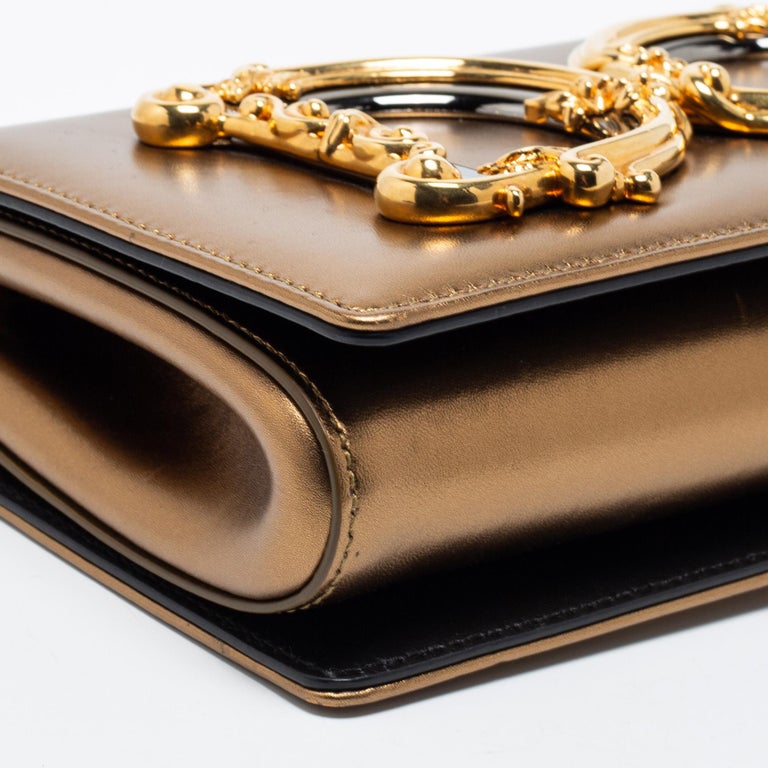 Dolce and Gabbana Metallic Gold Leather DG Girls Shoulder Bag For Sale ...