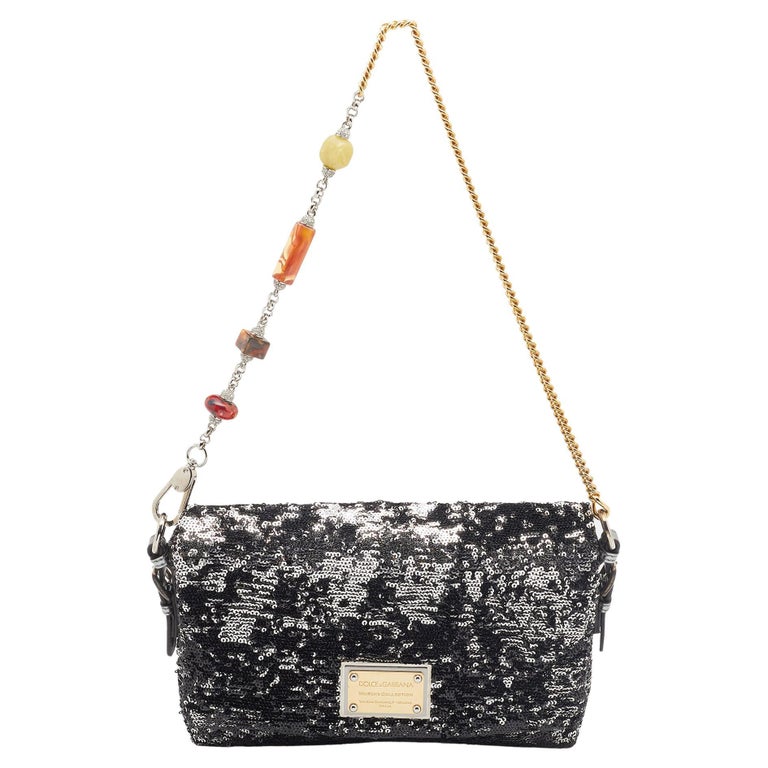 Dolce and Gabbana Metallic Silver Sequin Miss Charles Shoulder Bag at ...