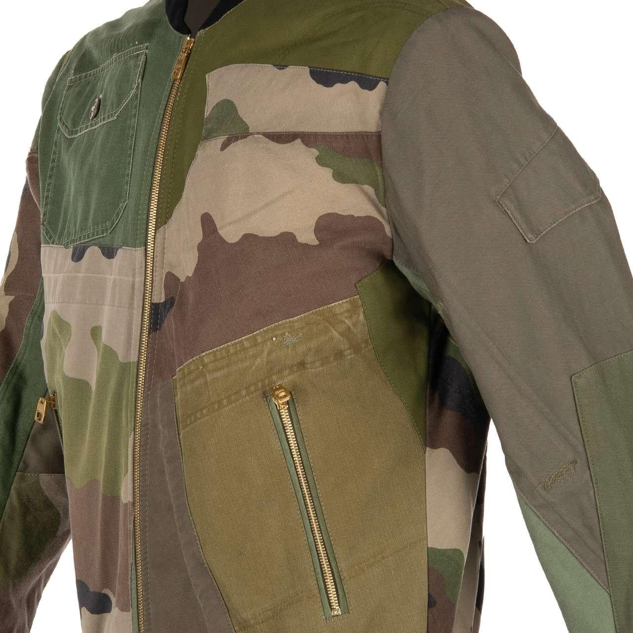 Dolce and Gabbana Military Canvas Patchwork Bomber Jacket with Logo ...