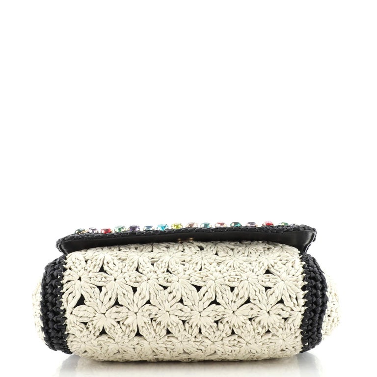 Dolce and Gabbana Miss Charles Top Handle Bag Woven Raffia with ...