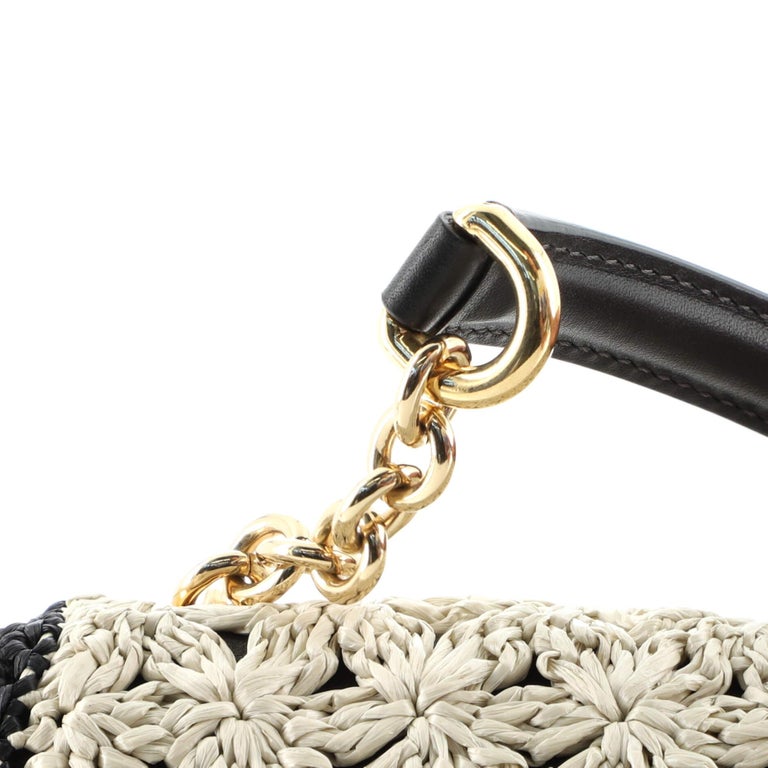 Dolce and Gabbana Miss Charles Top Handle Bag Woven Raffia with ...