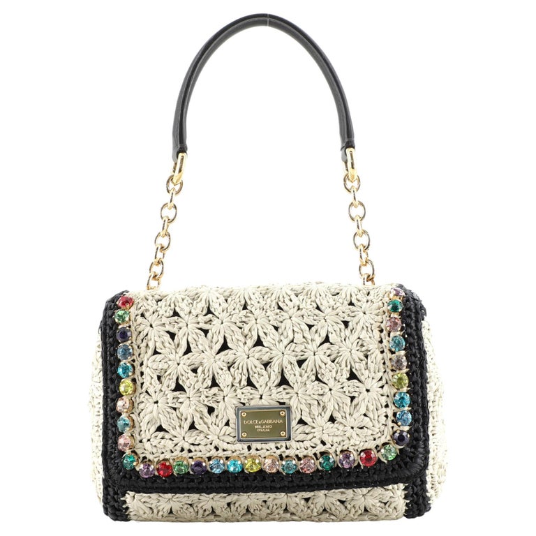 Dolce and Gabbana Miss Charles Top Handle Bag Woven Raffia with ...