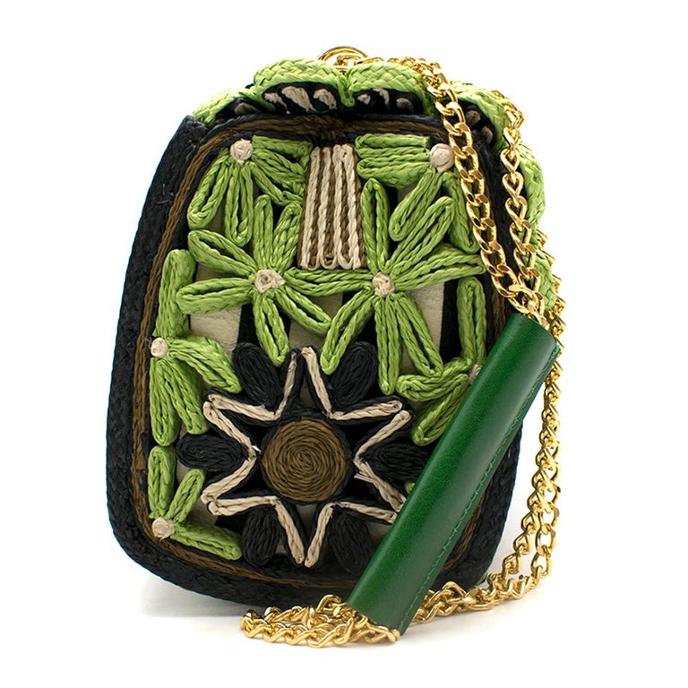 Dolce and Gabbana Miss Dolce Floral Raffia Satchel Bag at 1stDibs