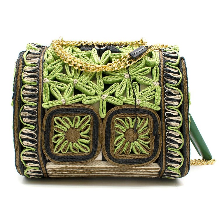 Dolce and Gabbana Miss Dolce Floral Raffia Satchel Bag at 1stDibs