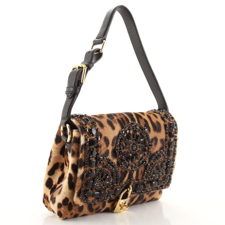 Dolce and Gabbana Miss Dolce Shoulder Bag Embellished Printed Pony Hair ...