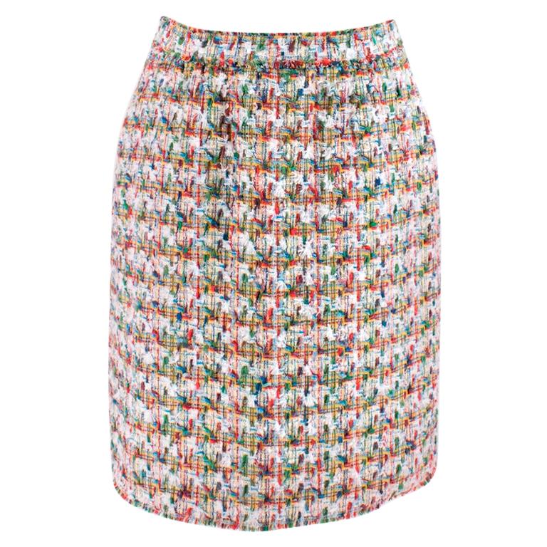 Dolce and Gabbana Multi-coloured Tweed Mini Skirt - Size US 4 at ...