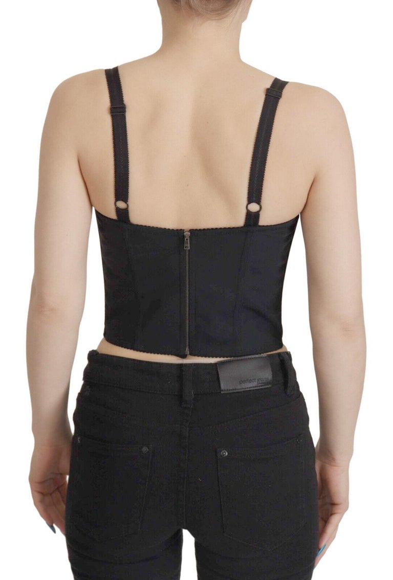 Dolce and Gabbana Multicolor Black Floral Corset Bustier Sleeveless ...
