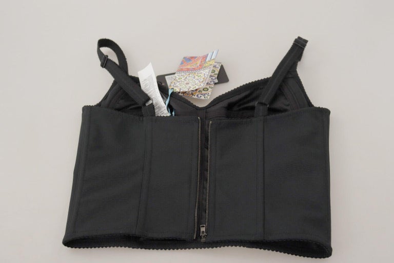 Dolce and Gabbana Multicolor Black Floral Corset Bustier Sleeveless ...