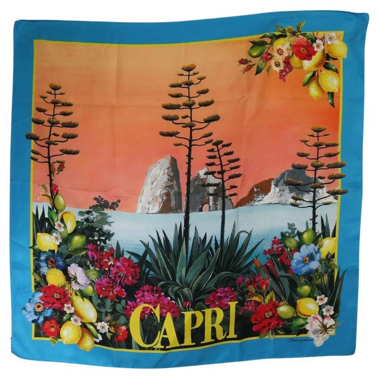 Dolce and Gabbana Multicolor Capri Print Scarf at 1stDibs