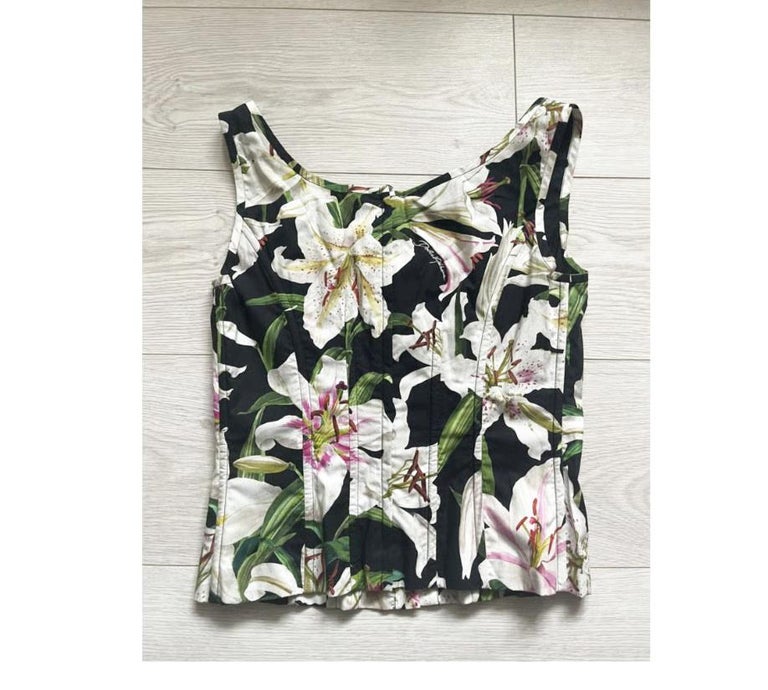 Dolce and Gabbana Multicolor Cotton Floral Lily Corset Bustier ...