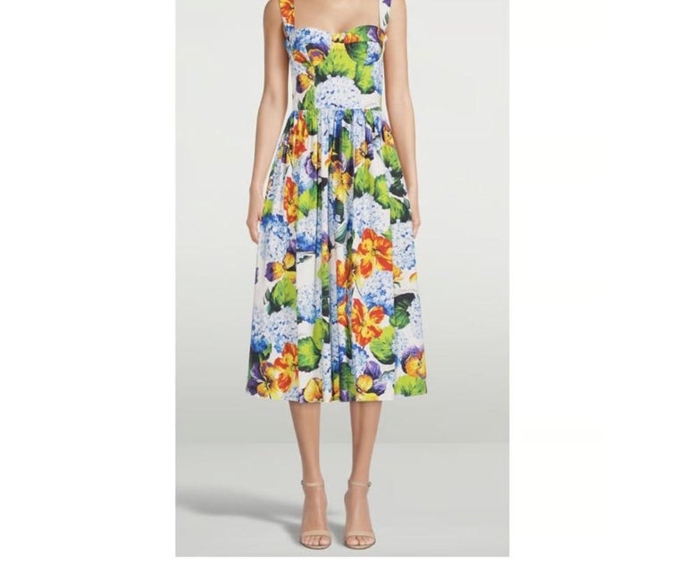 Dolce and Gabbana Multicolor Cotton Floral Mid-length Sicily ...
