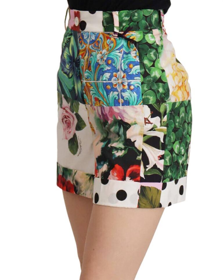 Dolce and Gabbana Multicolor Cotton Patchwork Floral Casual Shorts Mini ...