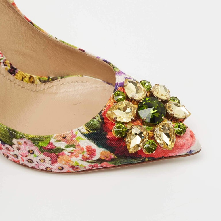 Dolce and Gabbana Multicolor Fabric Crystal Embellished Bellucci Pumps ...
