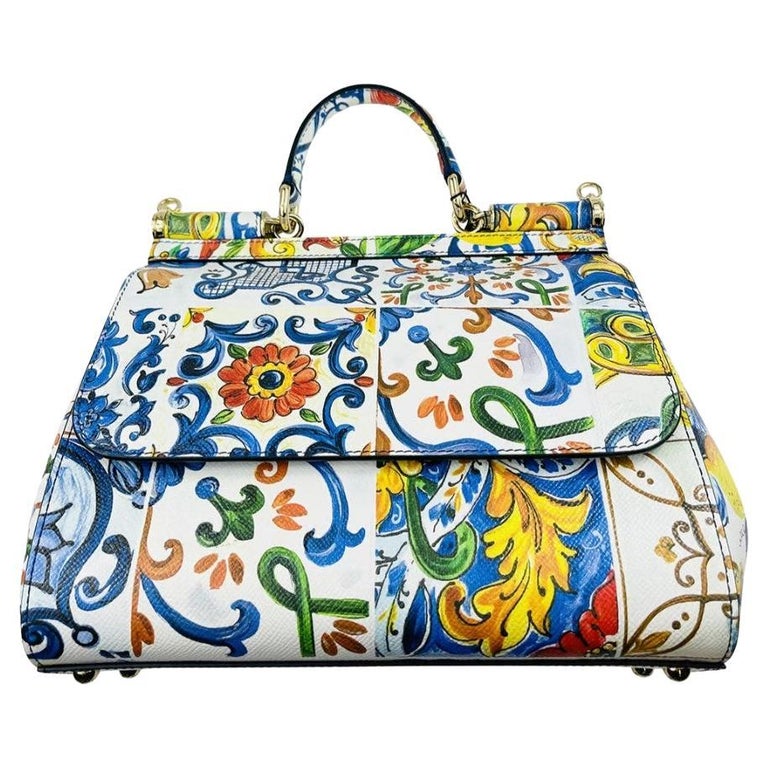 Dolce and Gabbana Multicolor Leather Maiolica Sicily Handbag Bag Medium ...