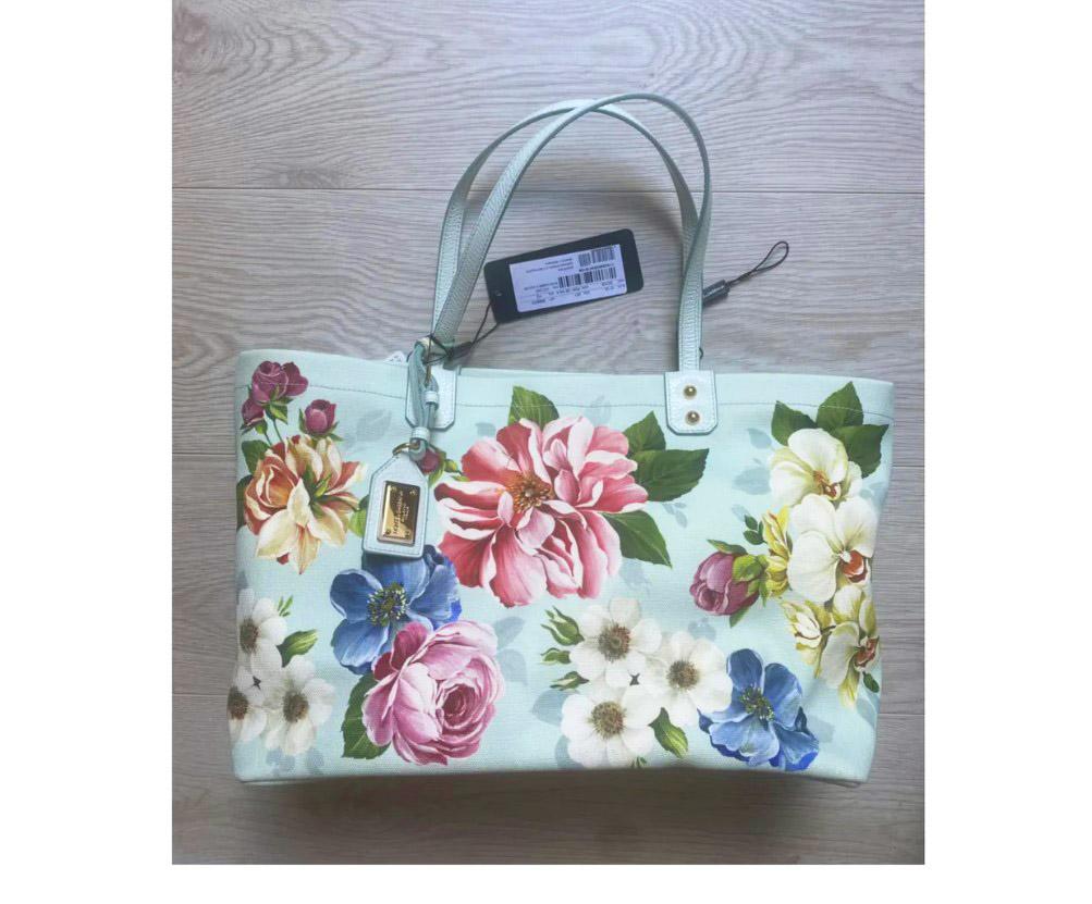 Dolce and Gabbana Multicolor Light Blue Cotton Beatrice Handbag Tote ...