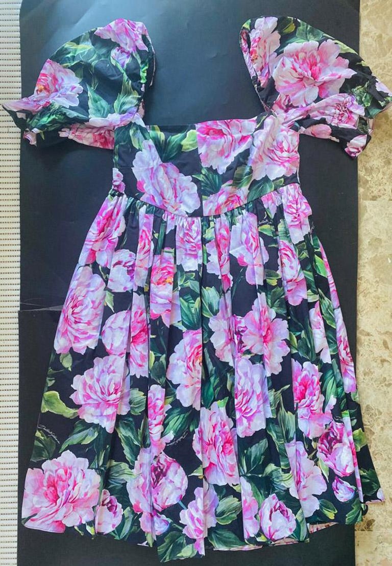 Dolce and Gabbana Multicolor Pink Cotton Rose Flowers Poplin Mid-length ...