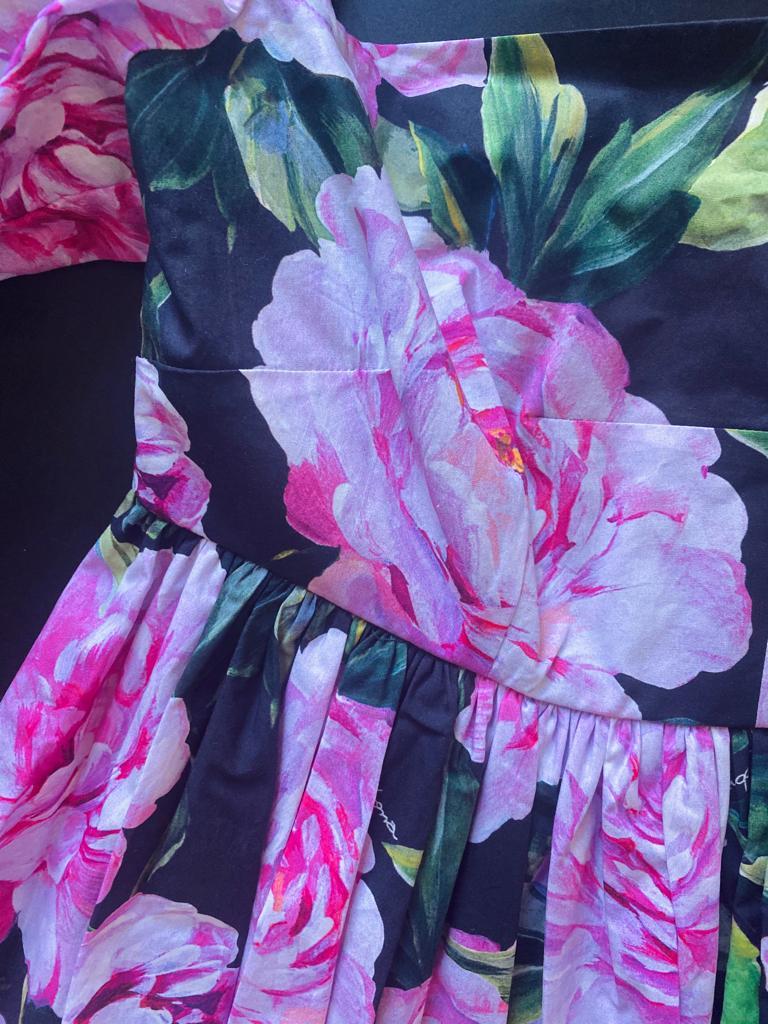 Dolce and Gabbana Multicolor Pink Cotton Rose Flowers Poplin Mid-length ...