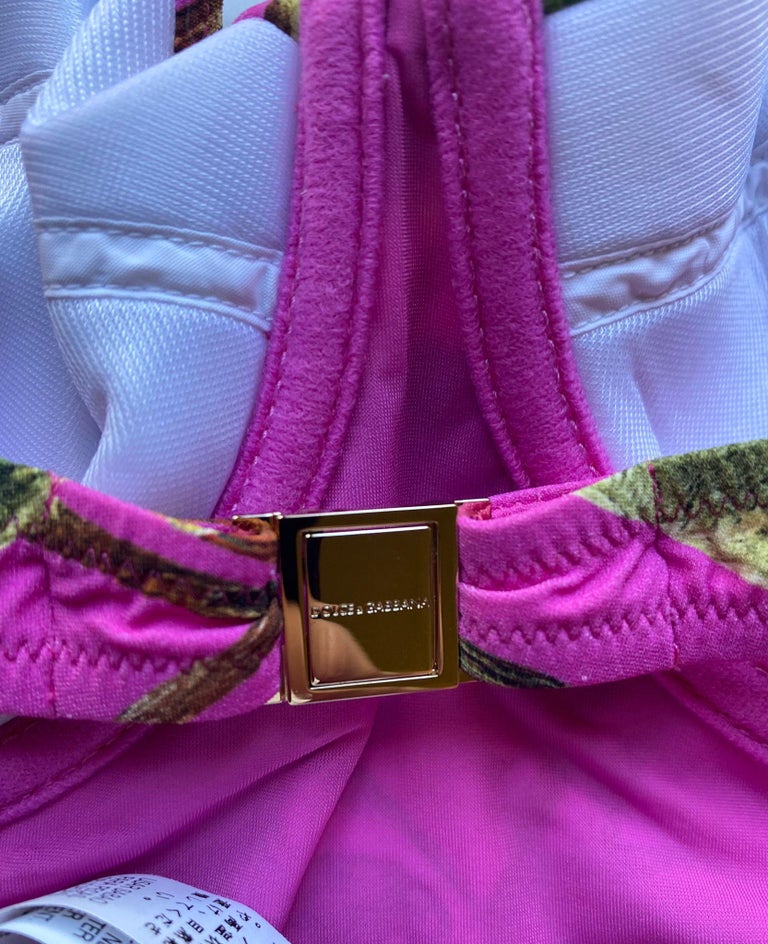 Dolce and Gabbana Multicolor Pink Figs Romantic Full Swimsuit Swimwear ...