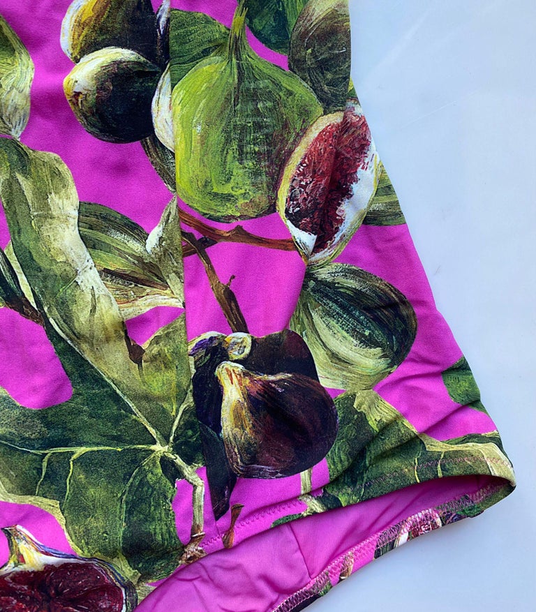 Dolce and Gabbana Multicolor Pink Figs Romantic Full Swimsuit Swimwear ...