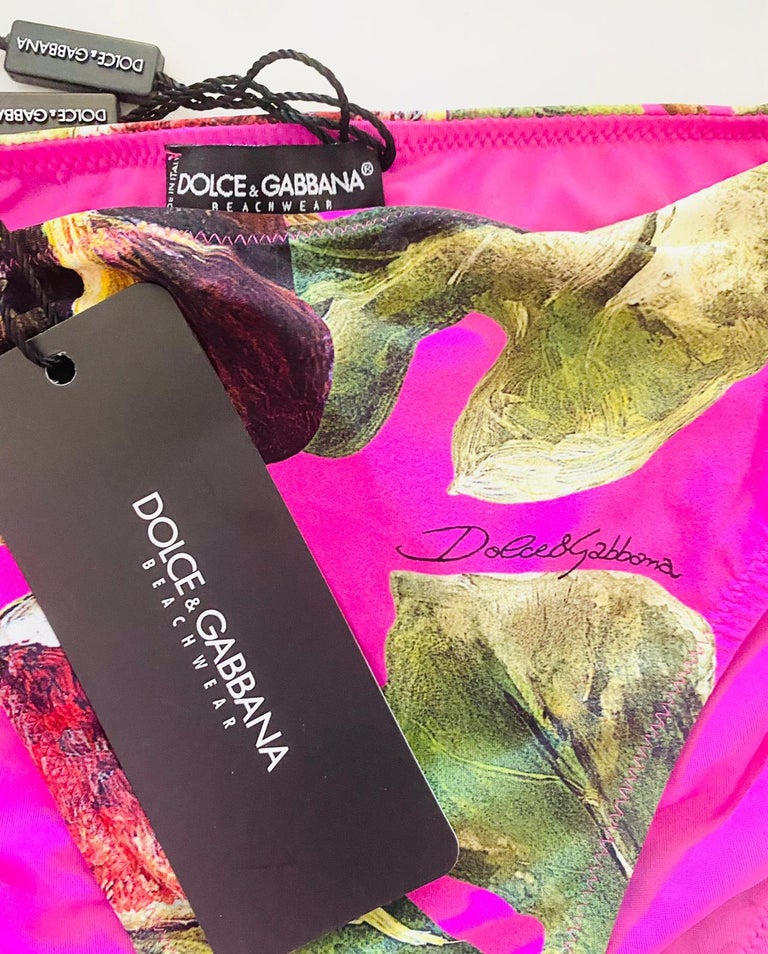 Dolce and Gabbana Multicolor Pink Figs Swimsuit Bikini Swimwear ...