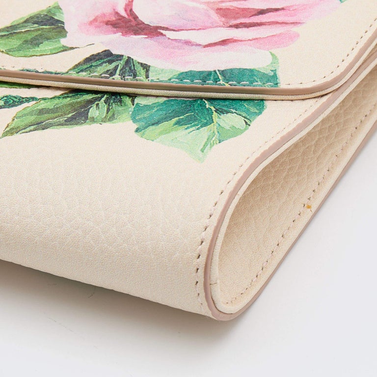 Dolce and Gabbana Multicolor Rose Print Leather Miss Dolce Chain ...